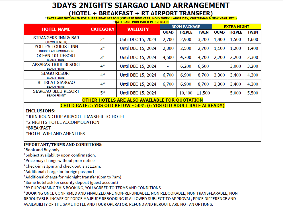 SIARGAO – PL TRAVEL SERVICES